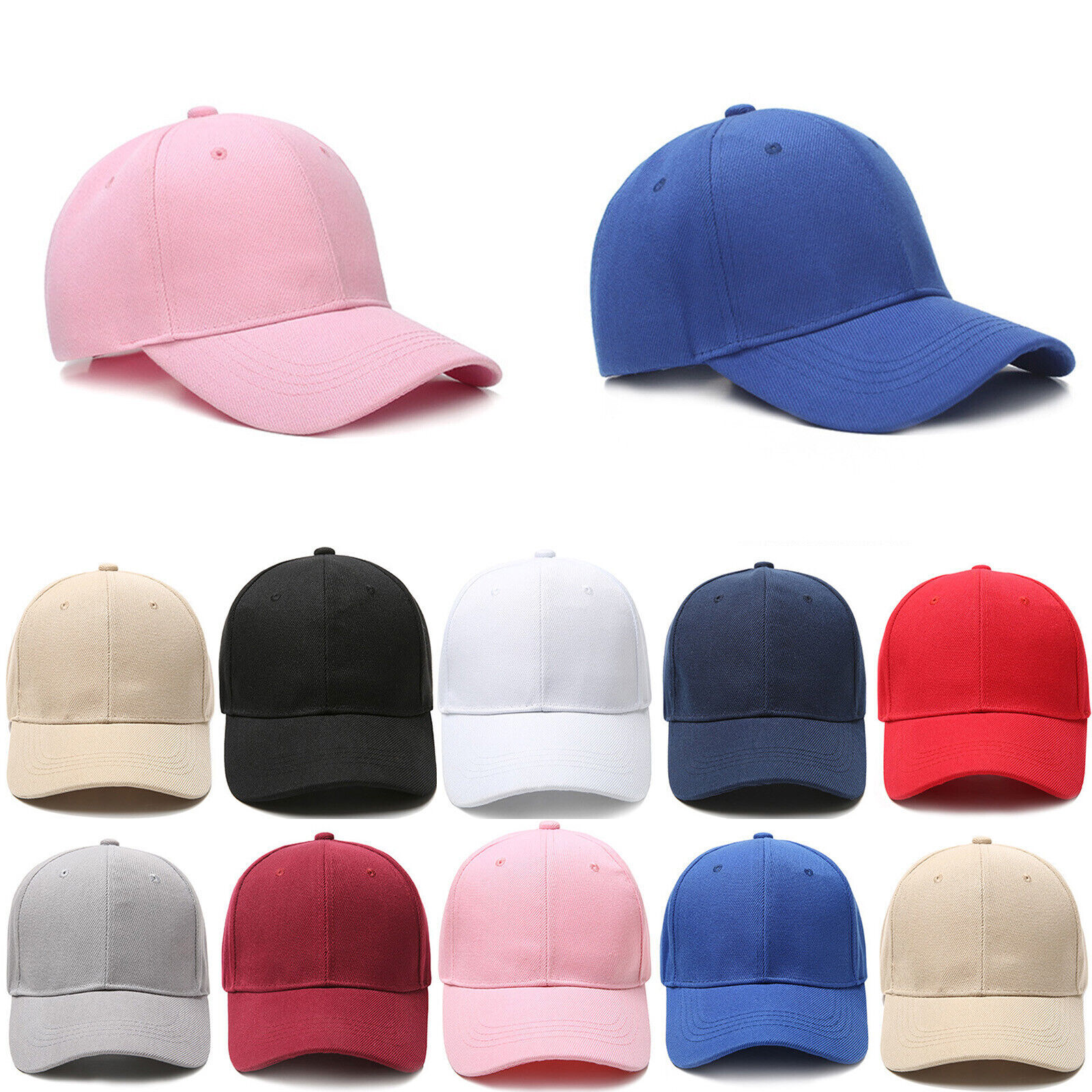 Adult Men Women Baseball Sport Cap Sun Protection Trucker Hat Plain ...