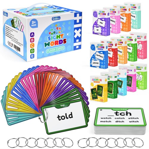 1136 Sight Words/Phonics/Math Flash Cards: 800 Dolch & Fry High ...