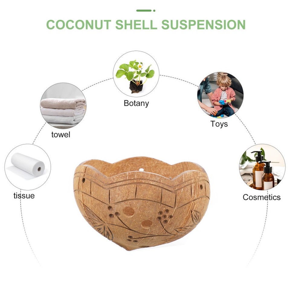 Garden Decoration Succulents Hanging Pots Plants Hanging Coconut Shell ...
