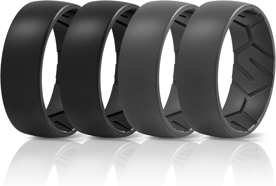 Men'S Silicone Rings 8Mm Wide 2.2Mm Thick Rubber Wedding Bands, 1/4/5/6 ...