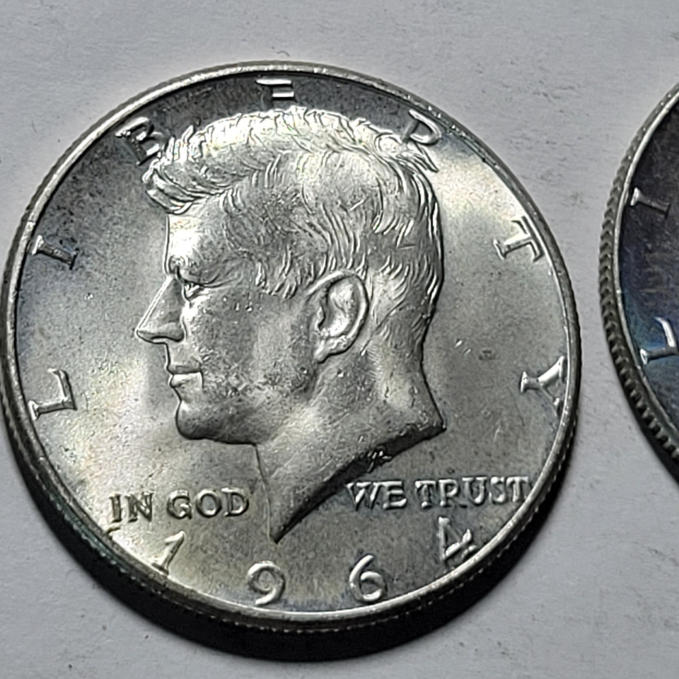 1964 & 1965 JFK Kennedy 50c Half Dollar 90%+40% Silver 2-Coin Set ~Hi ...