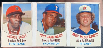 1977 HOSTESS 3 CARD PANEL GEORGE SCOTT/BERT CAMPANERIS/ANDY MESSERSMITH ...