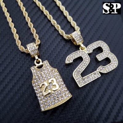 Hip Hop Iced Number 23 & Jersey Pendant & 4mm 24" Rope Chain Fashion ...