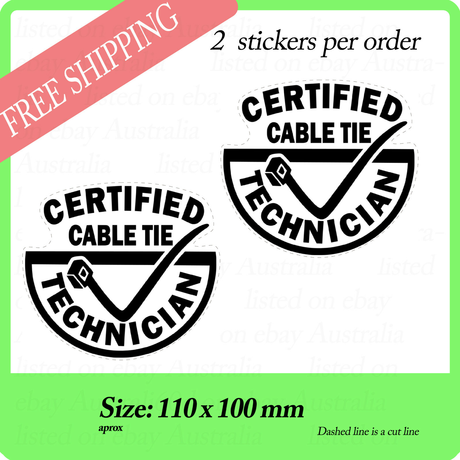 Certified Cable Tie Technician, 4x4 funny DECAL STICKER (LAMINATED ...