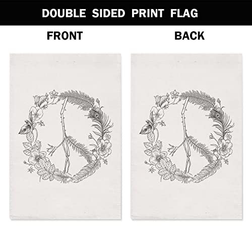 Peace Sign Garden Flag Vertical Double Sided Boho Hippie Wreath ...
