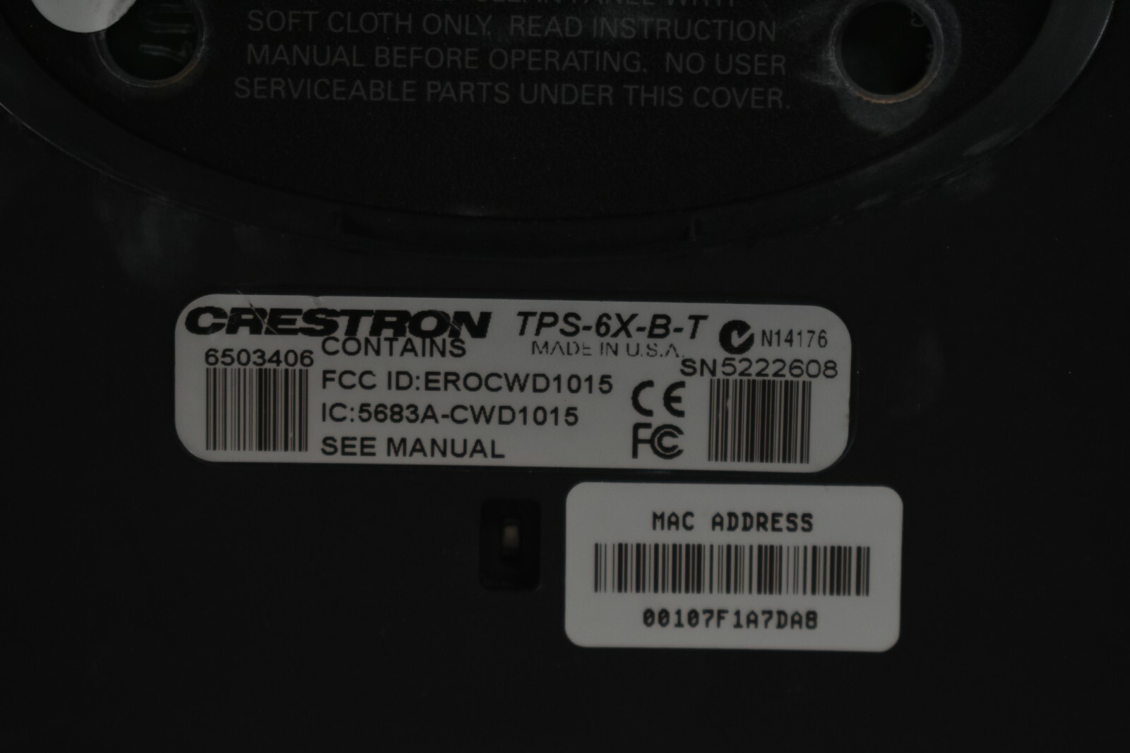 Crestron TPS-6X-B-T Wireless Touchscreen Panel Black 6" Screen Made in ...