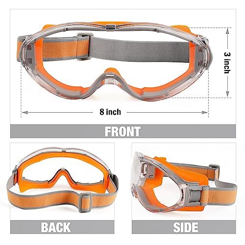 Industrial Grade Safety Goggles Anti Fog Clear Lens Lab Goggles Eye ...