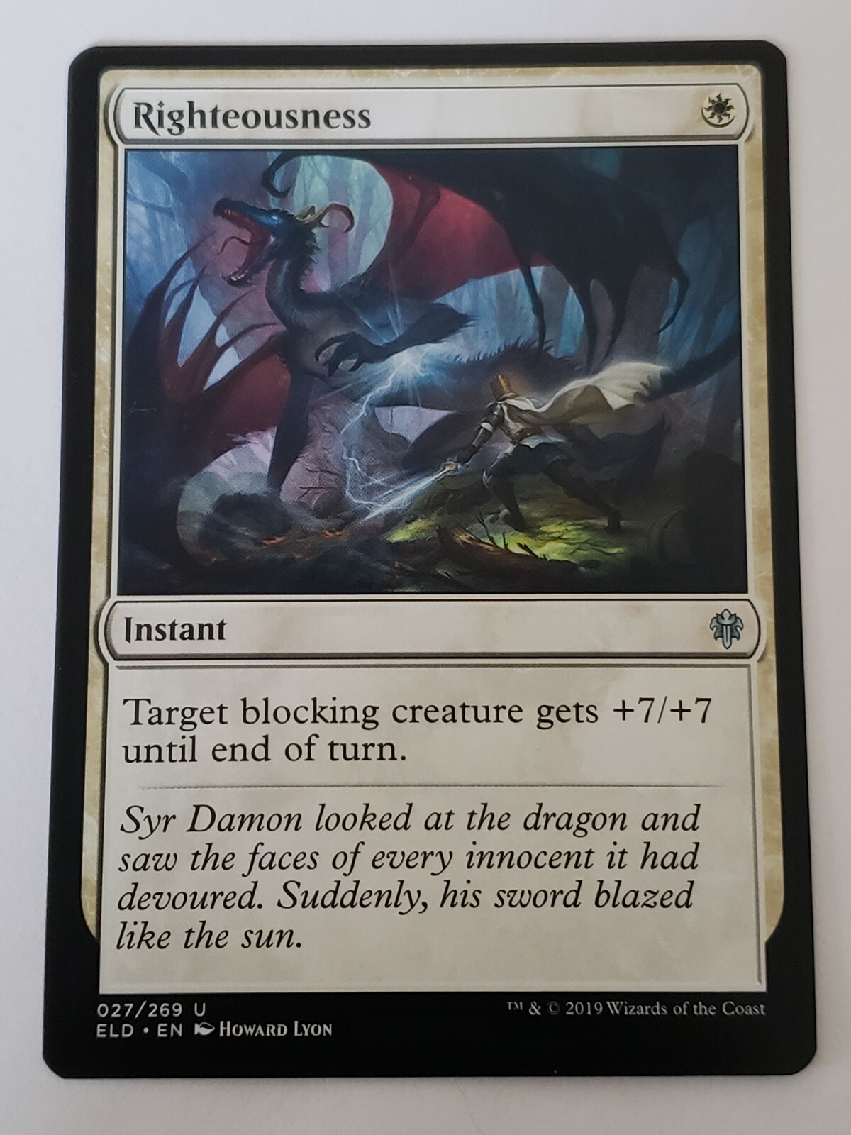 Righteousness Throne of Eldraine Mtg Card Mint Condition | eBay