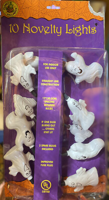Vtg blow mold String Lights ghost Halloween Planet 10 ghosts Y2K NOS ...