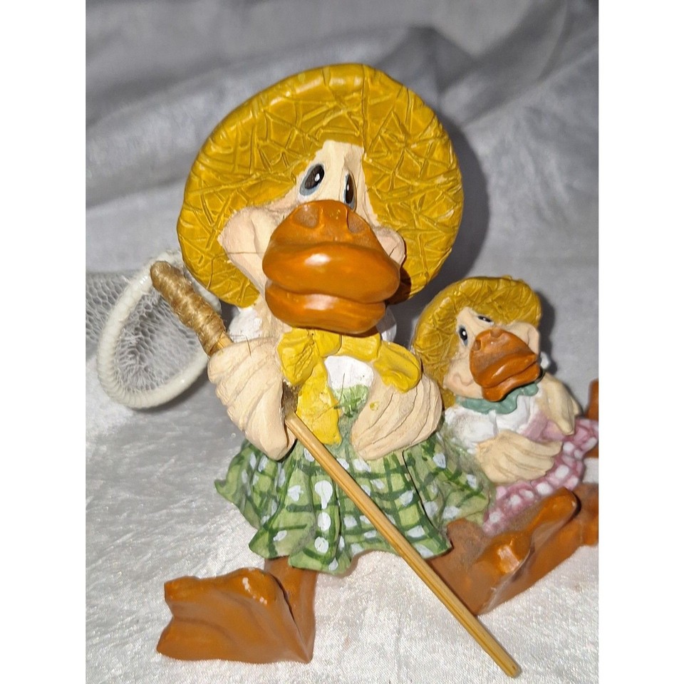 Li'L Luvables Vintage Russ Berrie Duck Figurine Fishing Sunflower ...