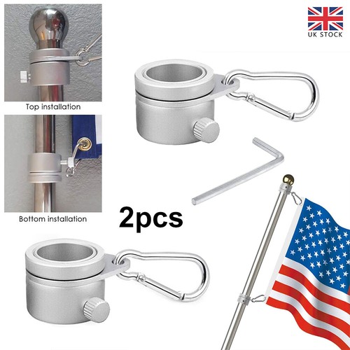 2X Flag Pole Rings Aluminum Alloy Flagpole Mounting Rings 360° Rotating ...