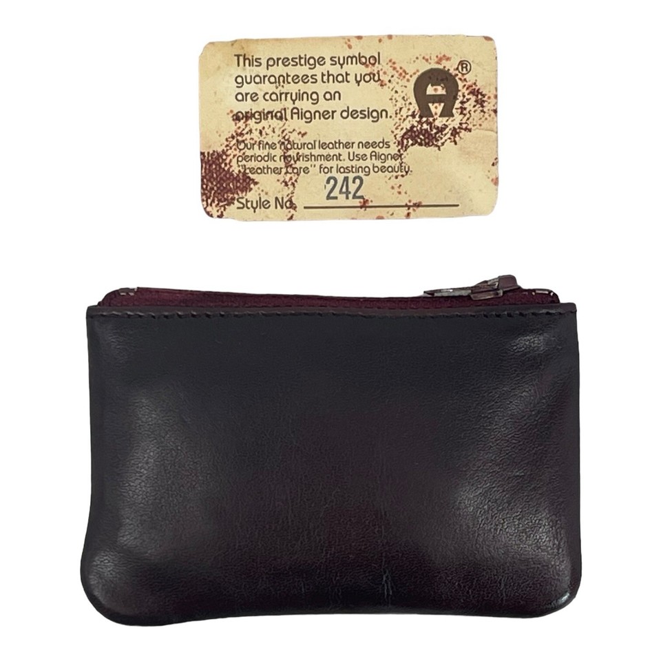 Vintage 70s ETIENNE AIGNER Small Leather Key Wallet Trainer Card Coin ...