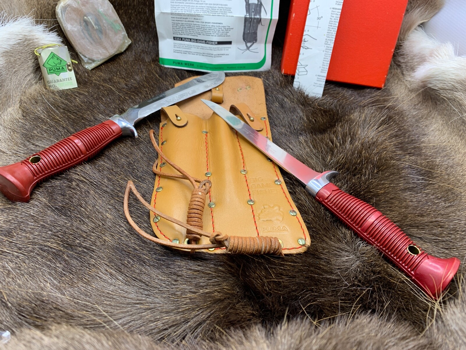 1978 Vintage 6364 Puma Big Game Fisher Knife Set & Sheaths + Tag - Mint ...