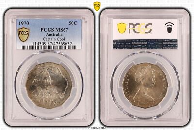 Australia 1970 Captain Cook Fifty Cents 50c Coin PCGS MS67 #9632 | eBay