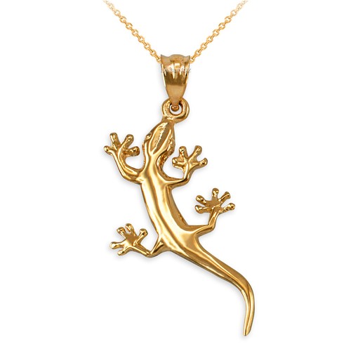 Polished Yellow Gold Lizard Charm Necklace | eBay