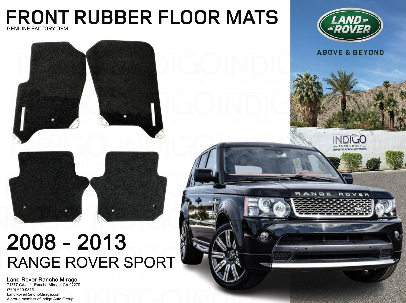 LAND ROVER CARPET FLOOR MAT SET EBONY RANGE SPORT 08-13 VPLAS0196PVJ ...
