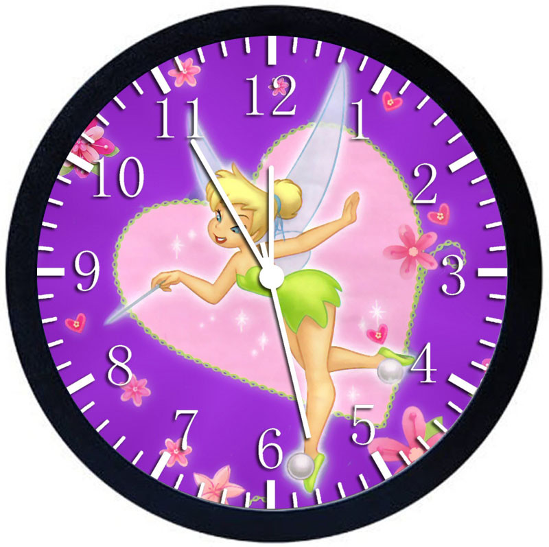 Tinker Bell Disney Black Frame Wall Clock Nice For Decor or Gifts W235 ...