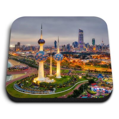 1x Square Fridge MDF Magnet Kuwait Tower City Skyline #51299 | eBay UK
