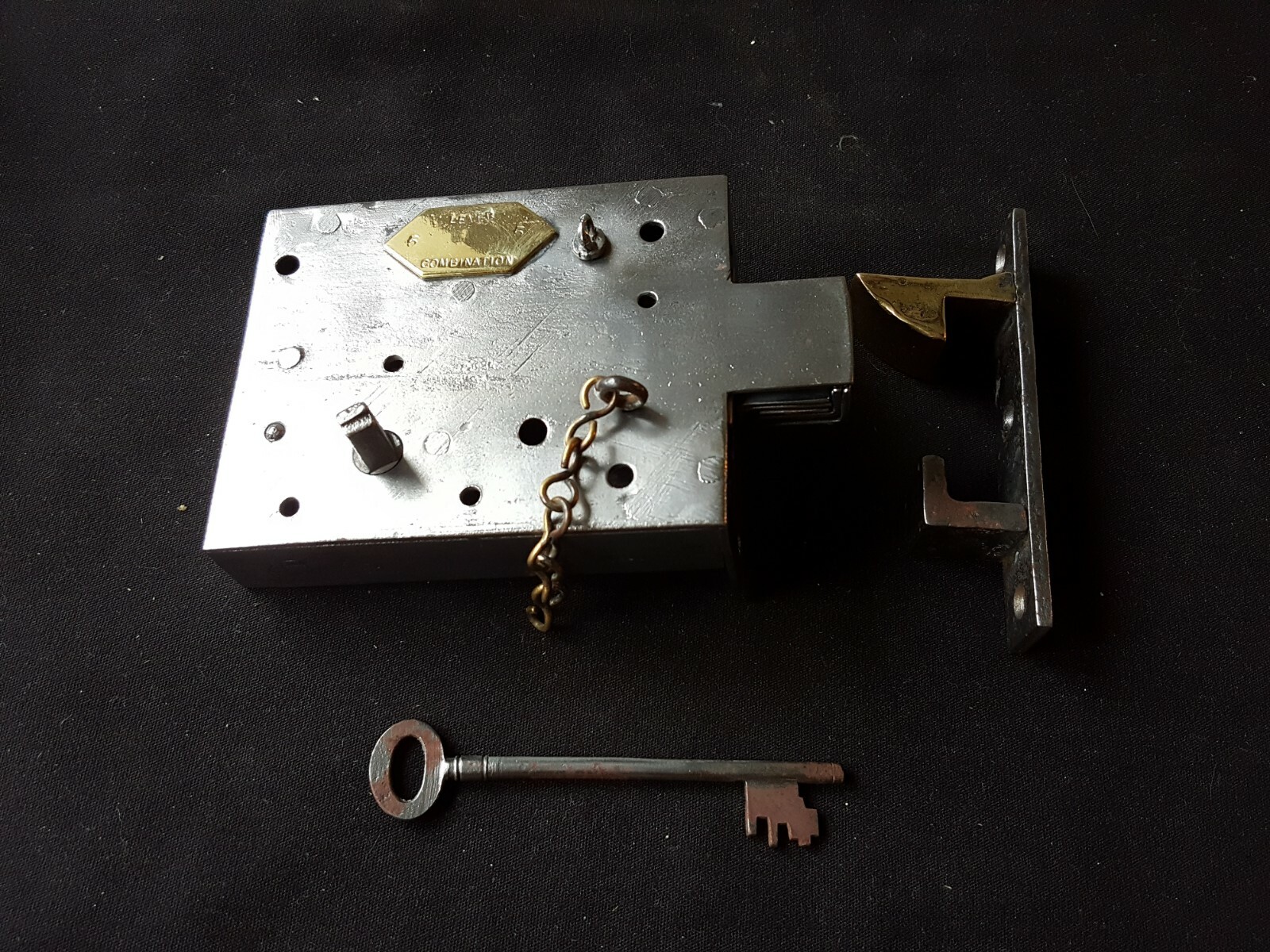 One Reclaimed Antique Steel Victorian Lock With Key & Keep Door ...