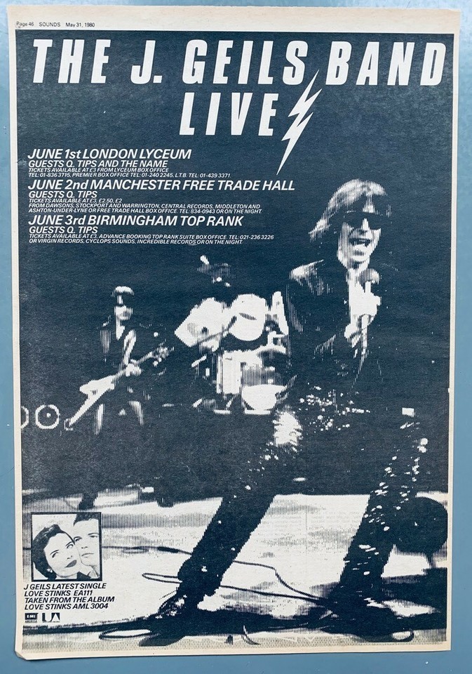 J. GEILS BAND original 1980 POSTER ADVERT UK CONCERT TOUR Peter Wolf | eBay