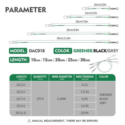 10-100Pcs Fishing Wire Leader Line Steel Fishing Leaders with Swivels ...