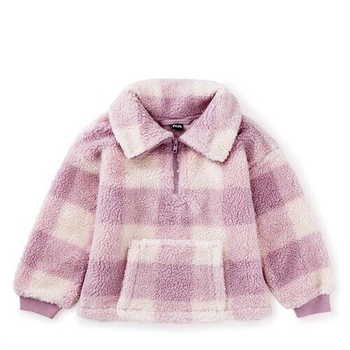 TEA COLLECTION Teddy Fleece Buffalo Check Jacket - Lavender - Girls XS ...