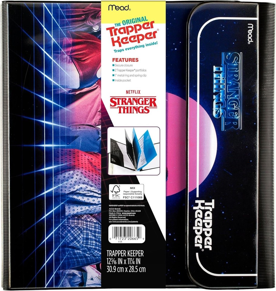 Mead Trapper Keeper Binder, Stranger Things, 1 Inch Binder with Folders ...