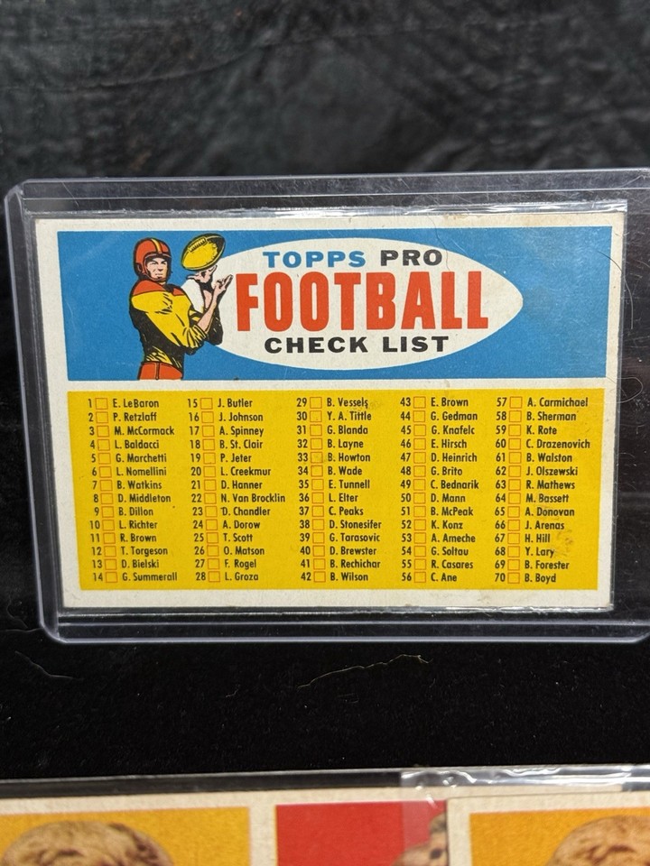 5- 1957 Topps Football Checklist 1-154 Short Print Twin Blony Sherman ...