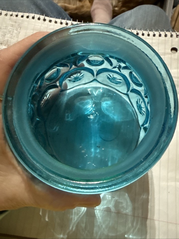 Vintage LE Smith Moon & Stars Blue Glass Canister MCM Made In USA RARE ...