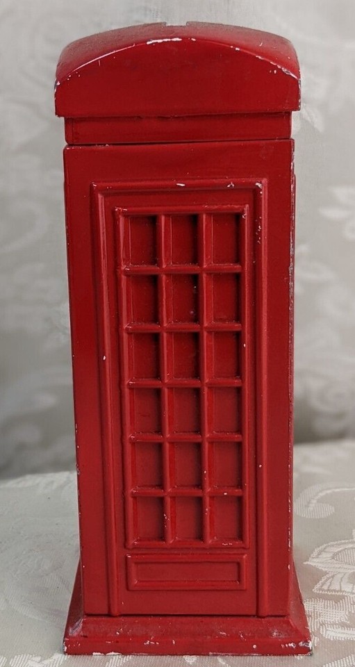 Red Phone Box Telephone Booth Coin Bank Metal British London England UK ...