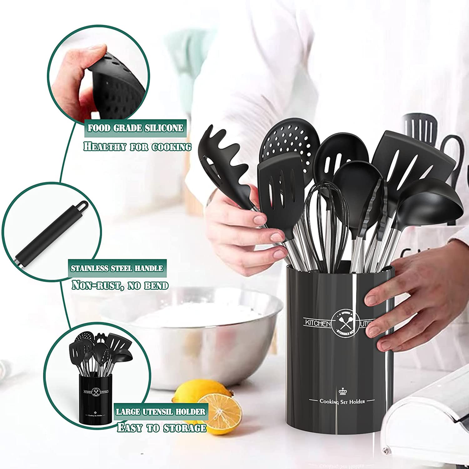 Silicone Kitchen Cooking Utensils Set 43Pcs Stainless Steel Heat ...