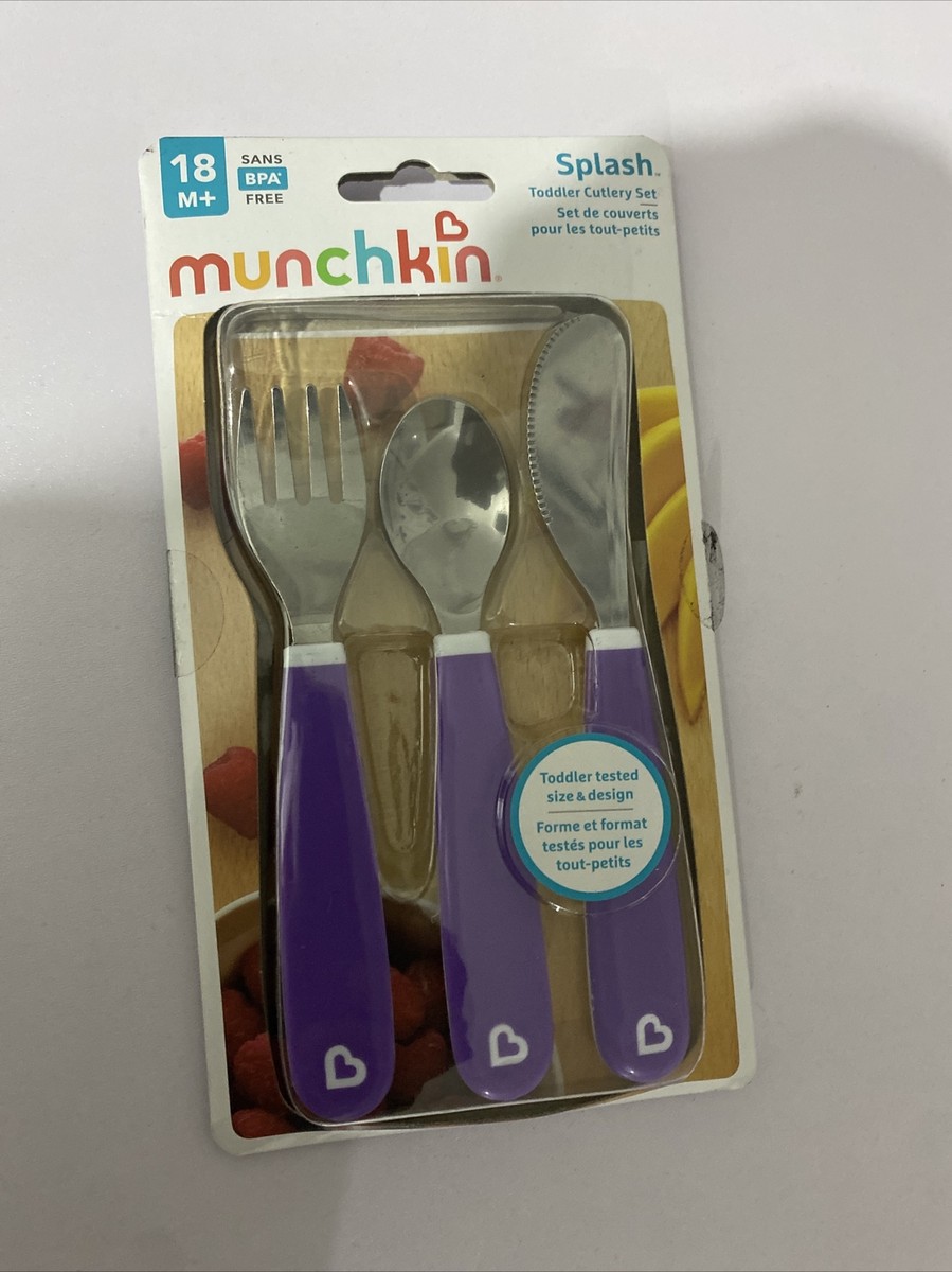 Munchkin Baby Stainless Steel Toddler Feeding Cutlery Set Fork Knife Spoon 18m