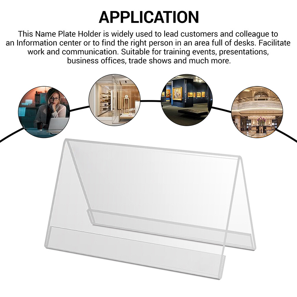 1-10 Pack Acrylic V-Shaped Sign Name Desk Tent Stand Card Holder Price ...