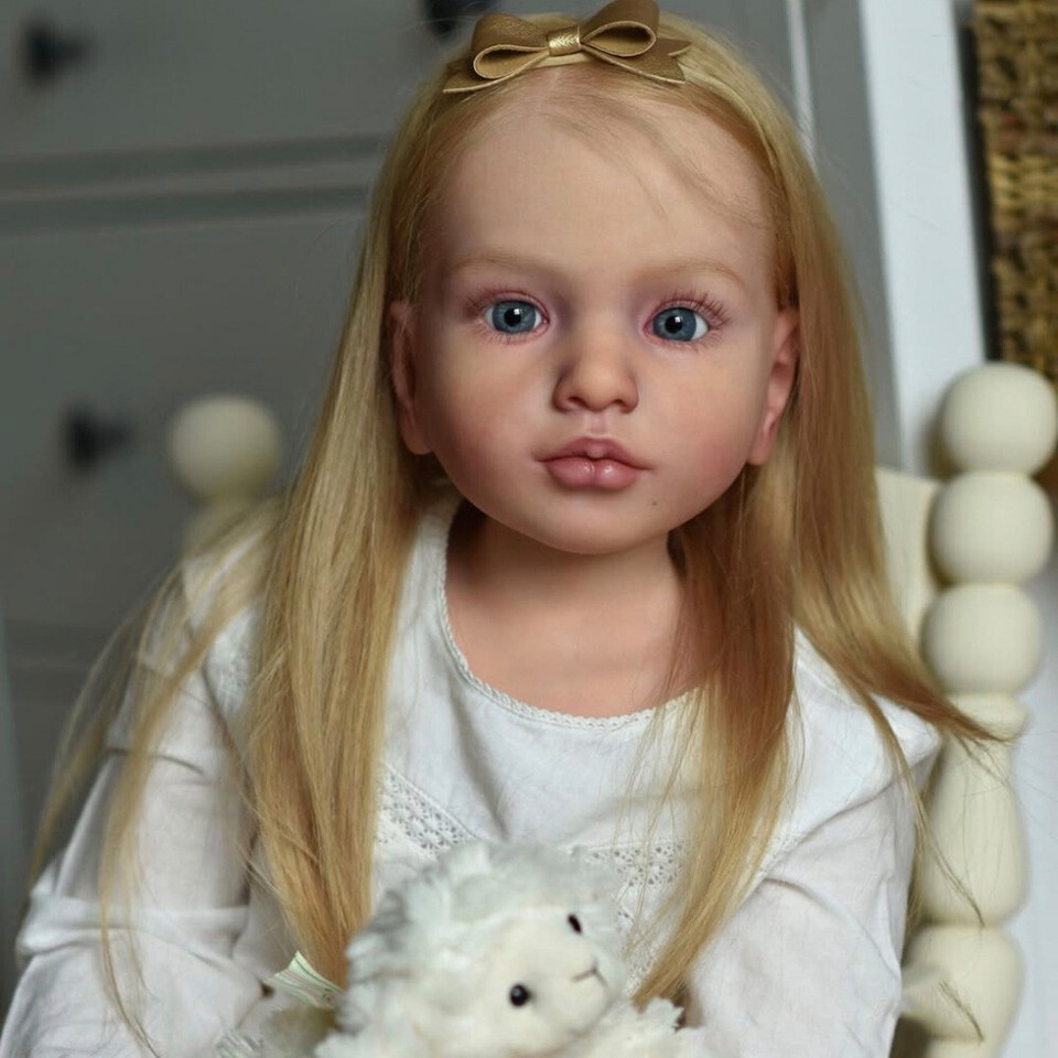 40inch Huge Reborn Doll Painted Kit Toddler Girl Rooted Hair Cloth Body ...