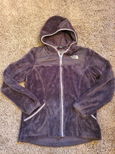 Girls Charcoal Dark Gray Grey North Face Fuzzy Full Zip Fleece Jacket L ...