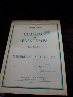 Spring Song Piano Partition Mendelssohn Bartholdy Music Sheet | eBay