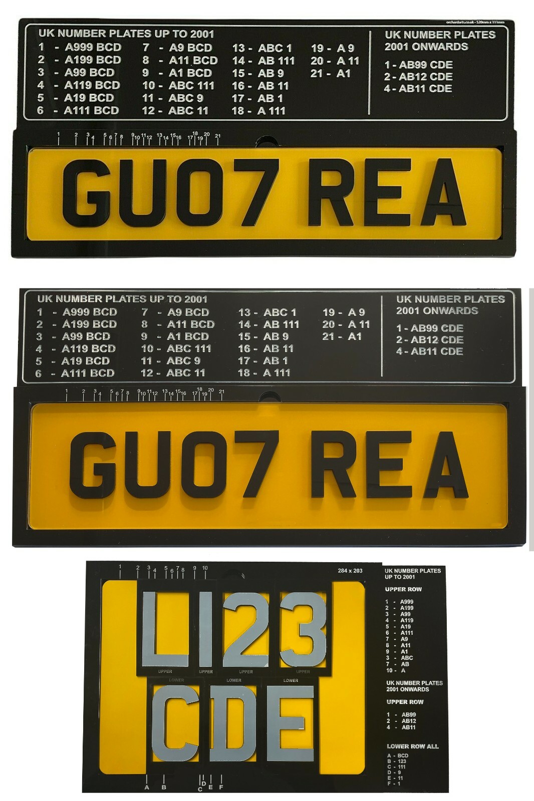 4D 3D Reg Plate Jig Kit 3 JIGS - Standard Oblong,4x4 Oblong & Oversize ...