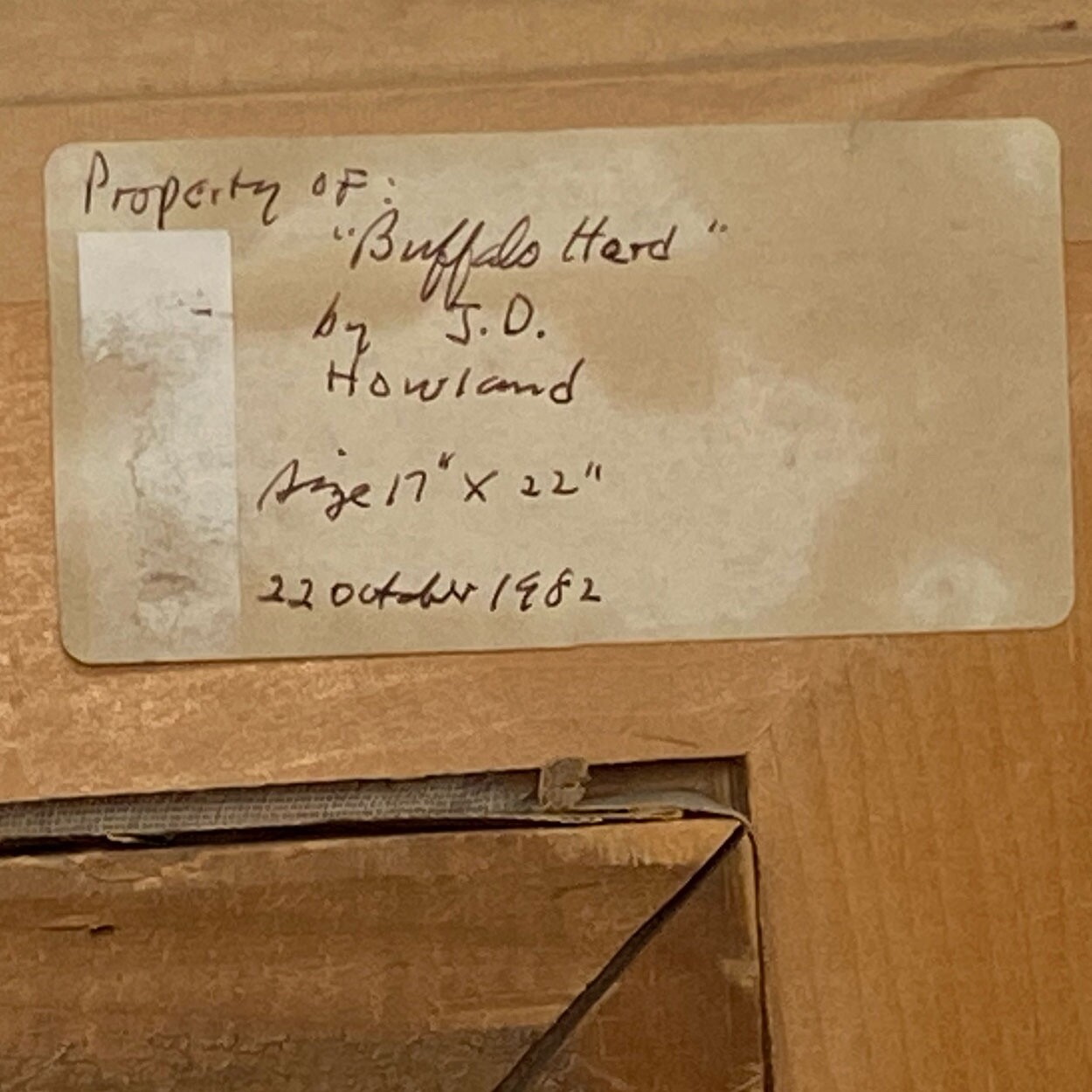 Antique JOHN (JACK) DARE HOWLAND Oil Painting, Buffalo/Bison Herd 19th ...