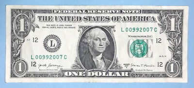 September 9, 2007 (L 00992007 C) Birthday Note $1 One Dollar Bill (__9 ...