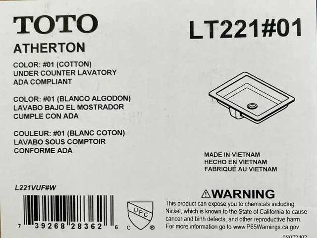 TOTO Lt221 Cotton Atherton 17" Undermount Bathroom Sink for sale online ...