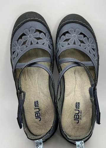Women’s Jambu JBU Shoes 10 M Blue Gray Wildflower Pebbled Leather ...