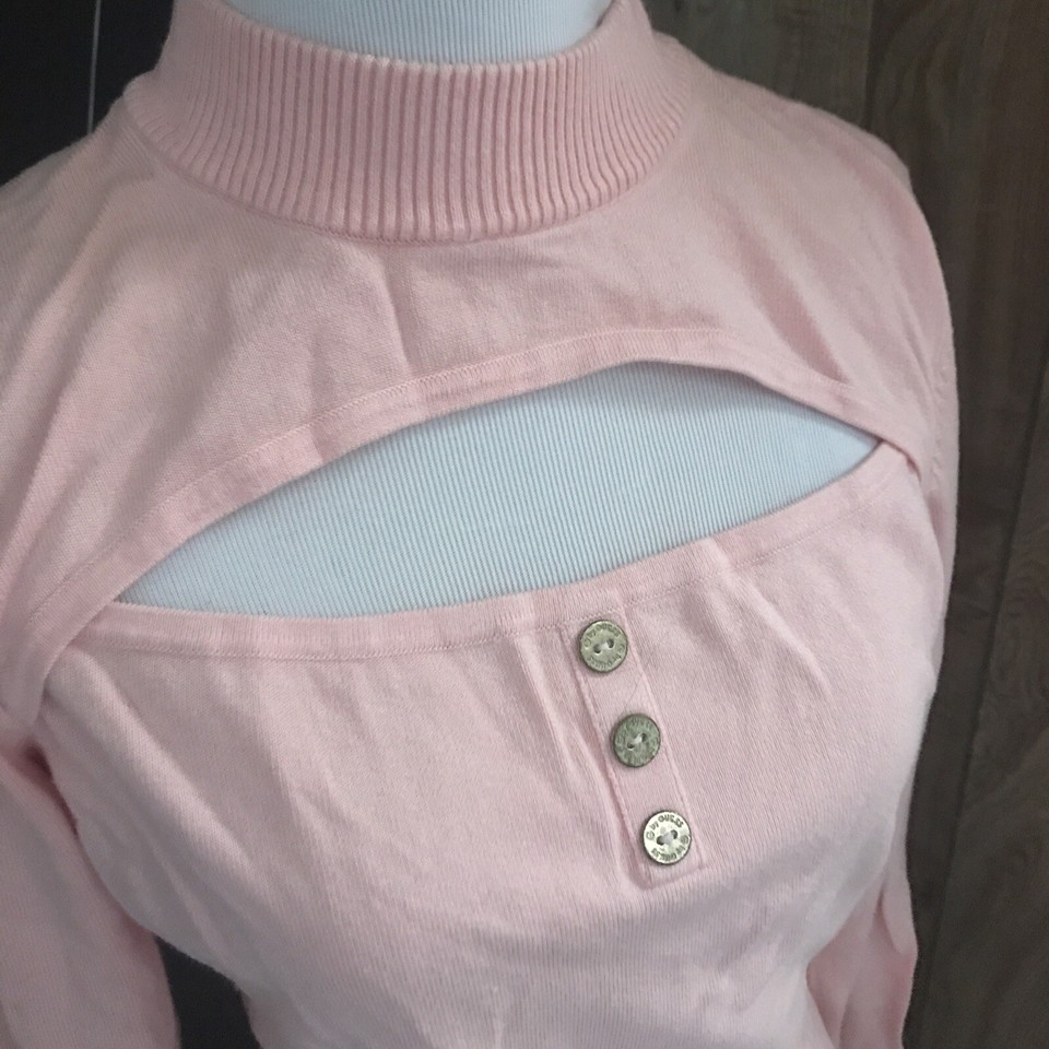 Pink Guess Cutout Sweater Large | eBay