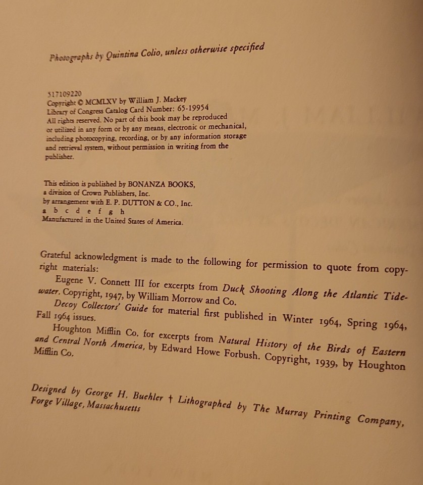 American Bird Decoys by William Mackey 1st Ed 1965 VG in G Dust Jacket ...