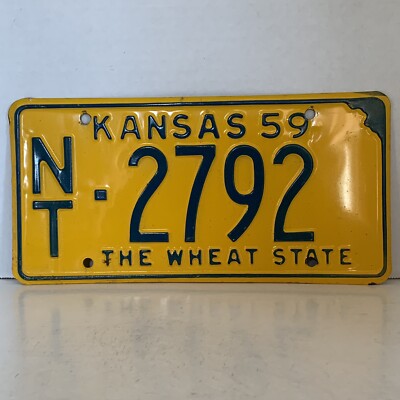 1959 Kansas License Plate 2792 Norton County NT Collector Man Cave ...