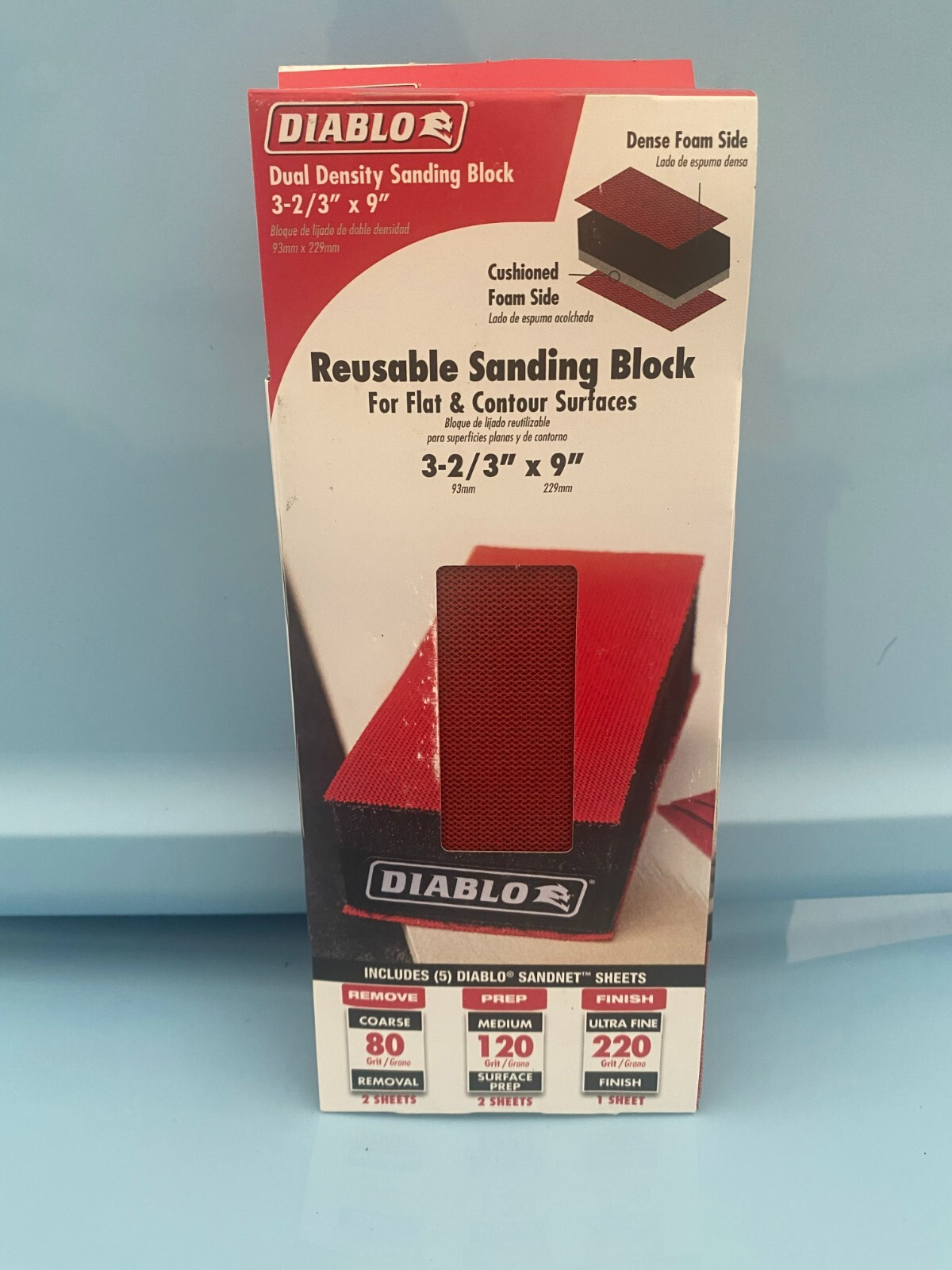 Diablo Sanding Block Reusable Duel Density 80 120 220 Grits 5 Sheets of ...