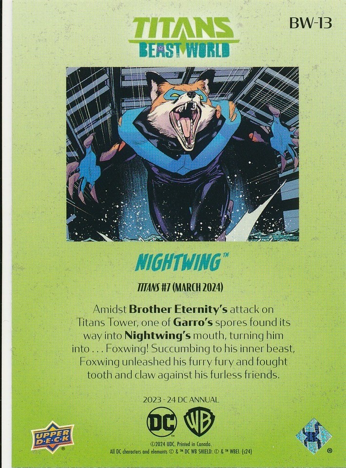 NIGHTWING BW-13 2023-24 Upper Deck DC Annual TITANS BEAST WORLD | eBay