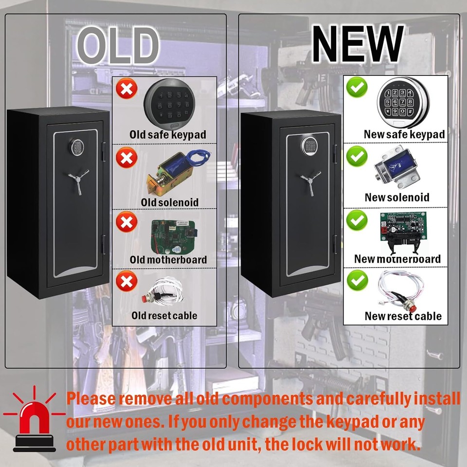 Gun Safe Lock Replacement Solenoid Lock Chrome Keypad Electronic Safe ...