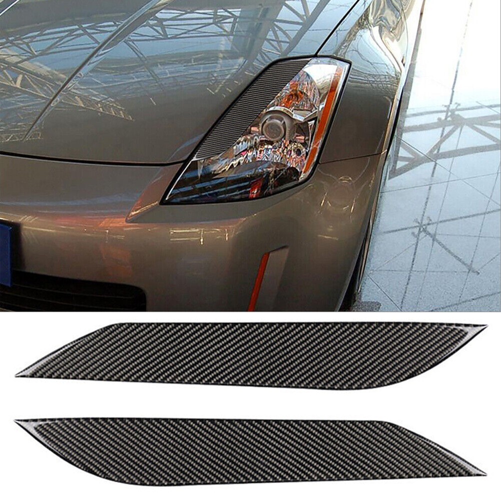 Custom Fit Carbon Fiber Headlight Cover Trim for Nissan 350Z 03 09 Set ...