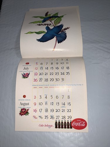 Original 1959 Coca Cola Calendar of American Birds 7 x 12” by ATHOS ...