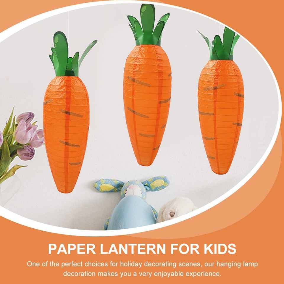 4pcs 3d Carrot Shaped Paper Lanterns Handmade Children Cartoon Patterns ...